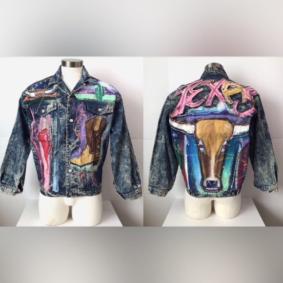 Sport Deco | Jackets & Coats | Vintage Sport Deco Painted Denim Jean ...